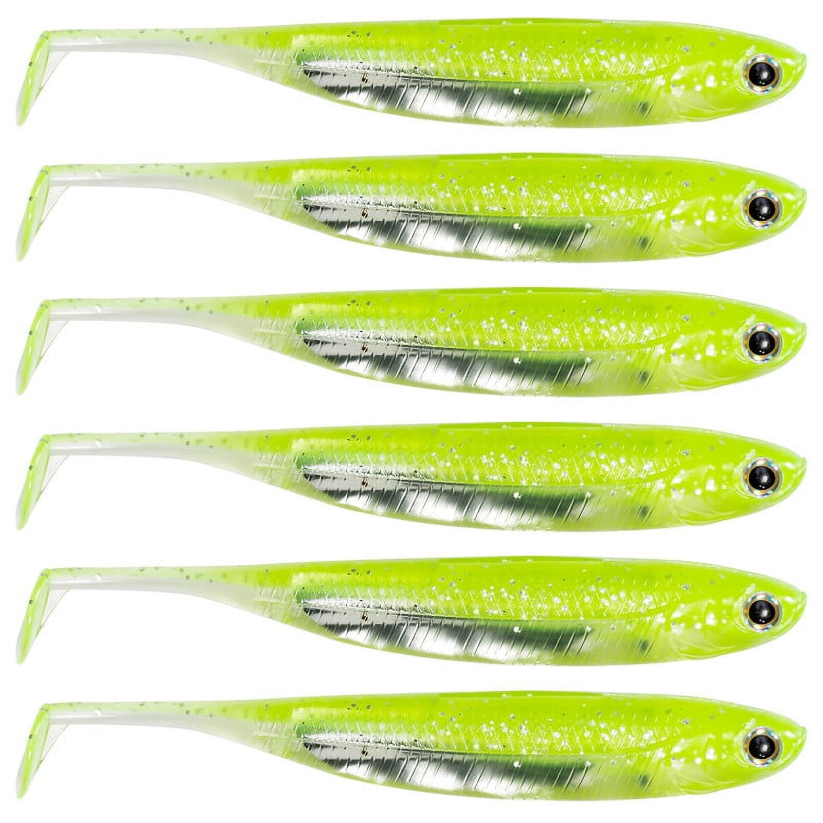 Dr.Fish 6pcs Fluorescent Green Fishing Swimbait Soft Plastic lure T ...