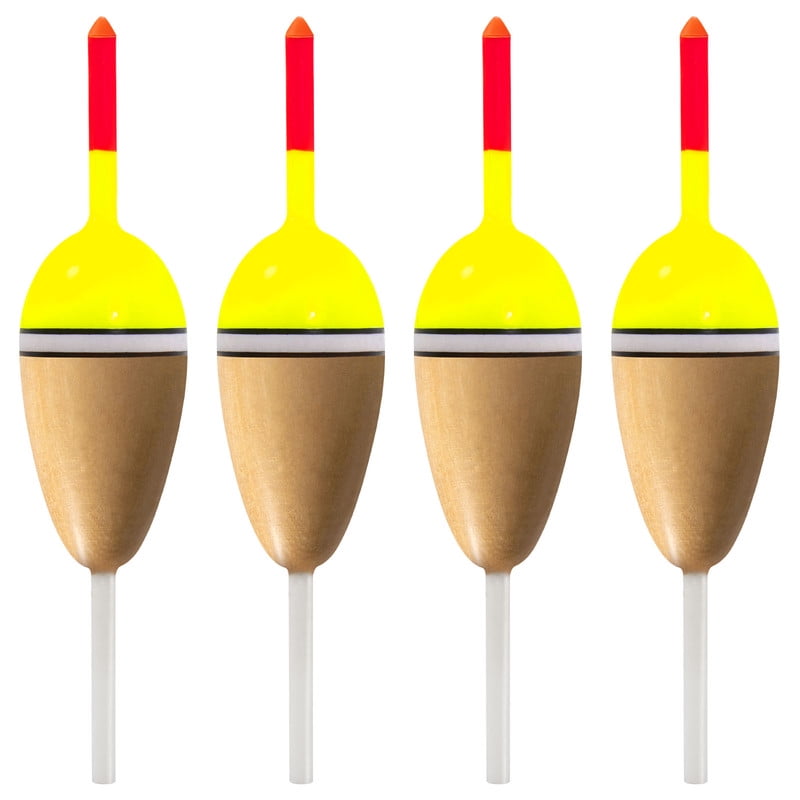 Dr.Fish Buoyant Balsa 4-Pack Fishing Bobbers Floats Wood Body Spring ...