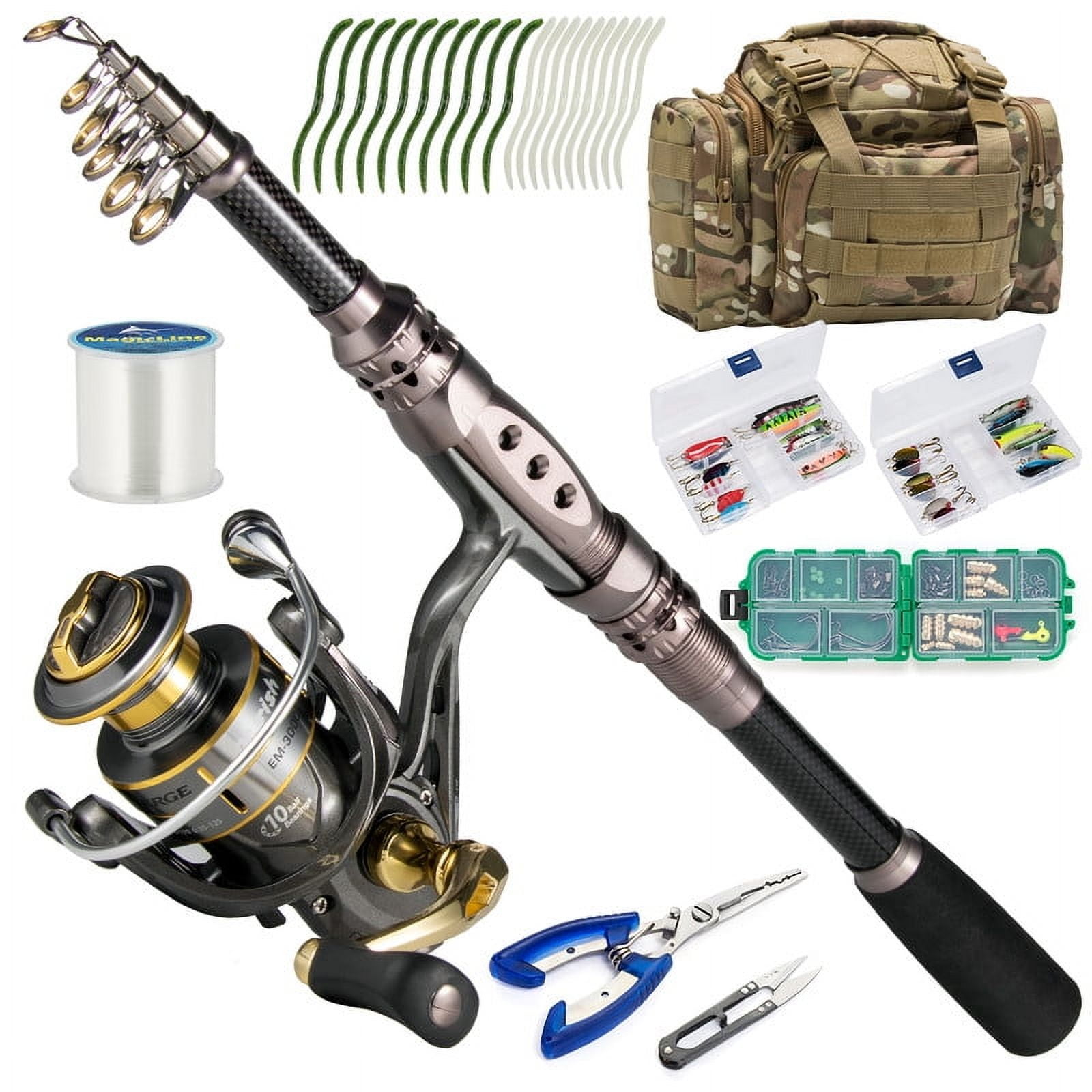 Dr.Fish Spinning Fishing Rod and Reel Combo Tackle Bag for Adults 7ft ...