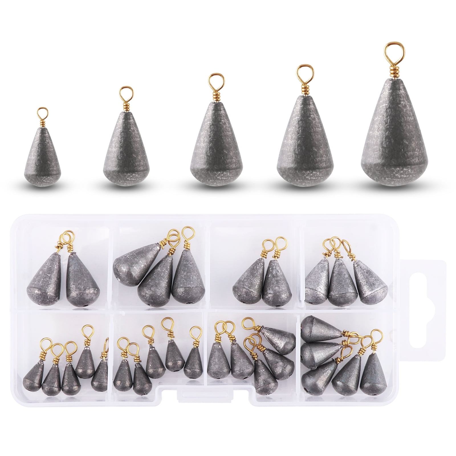 Dr.Fish Fishing Weights Sinker Assortment Drop Shot Sinker 30 Pcs 5 ...