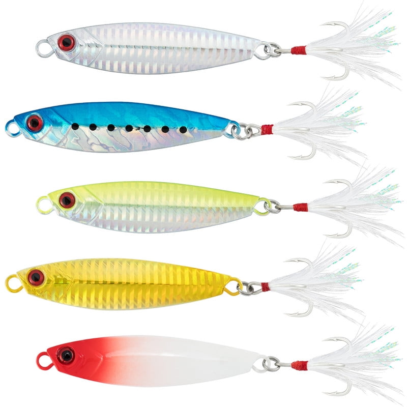 Dr.Fish Jigs Fishing Lures spoon 5 Pack 1-2/5 oz oz For Bass Sinking ...