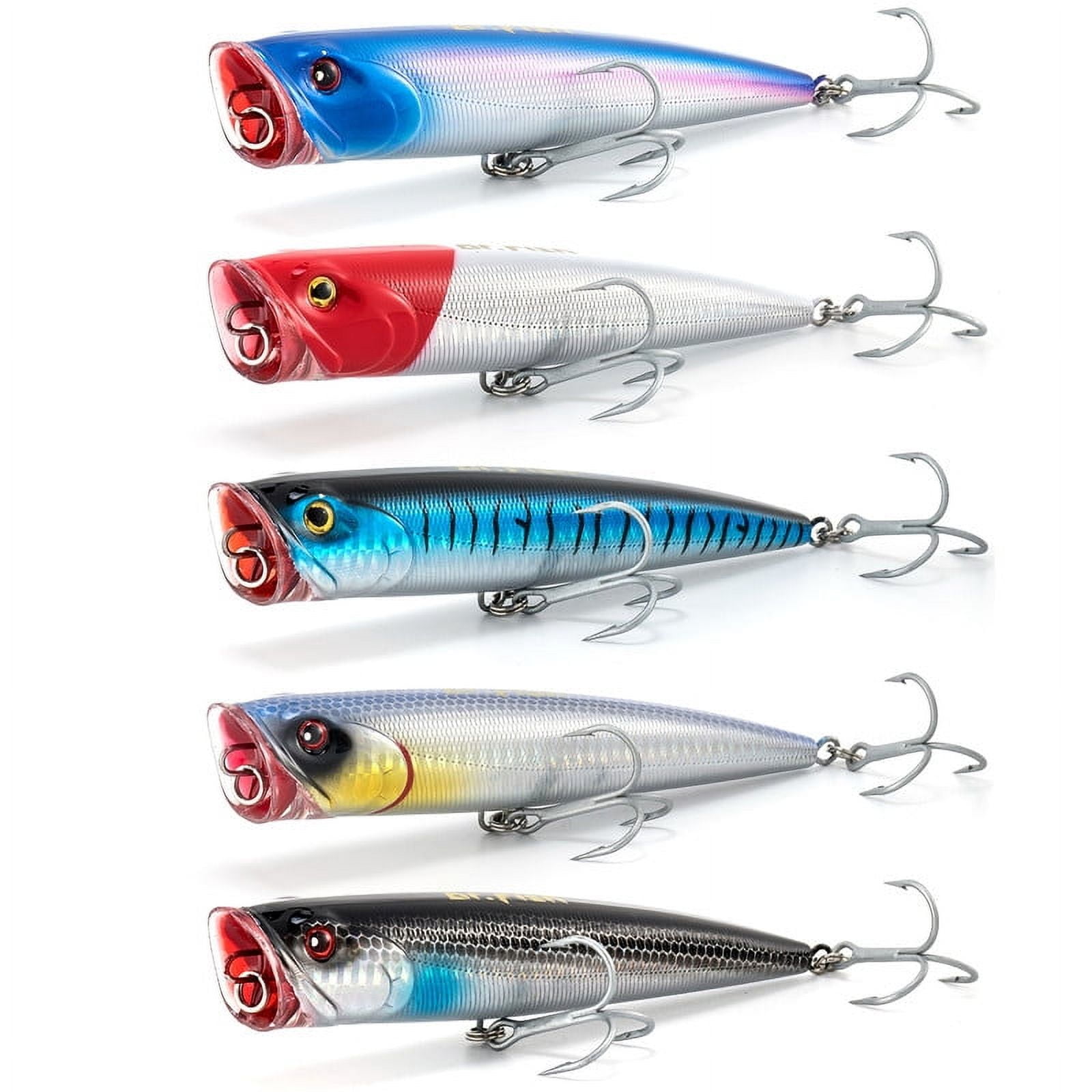 Dr.Fish Popper Saltwater Fishing Lures, 5.5 Inches GT Popper VMC Treble ...