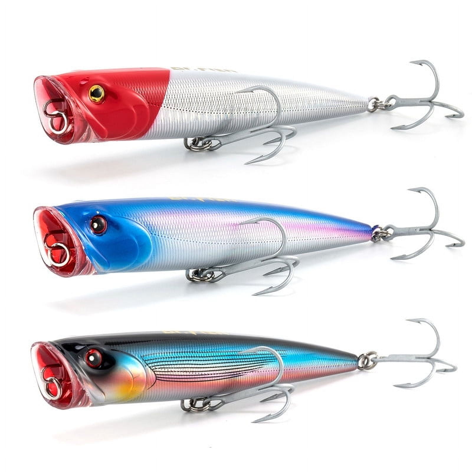 Dr.Fish Topwater Popper Saltwater Fishing Lures, 5.5 Inches GT Popper VMC Treble Hooks Surf ...
