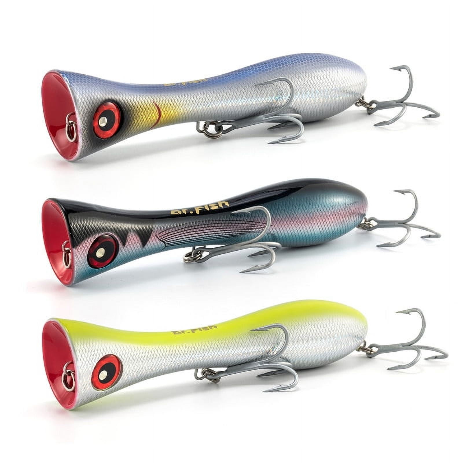 Dr.Fish Topwater Popper Saltwater Fishing Lures, 8 Inches GT Popper VMC ...