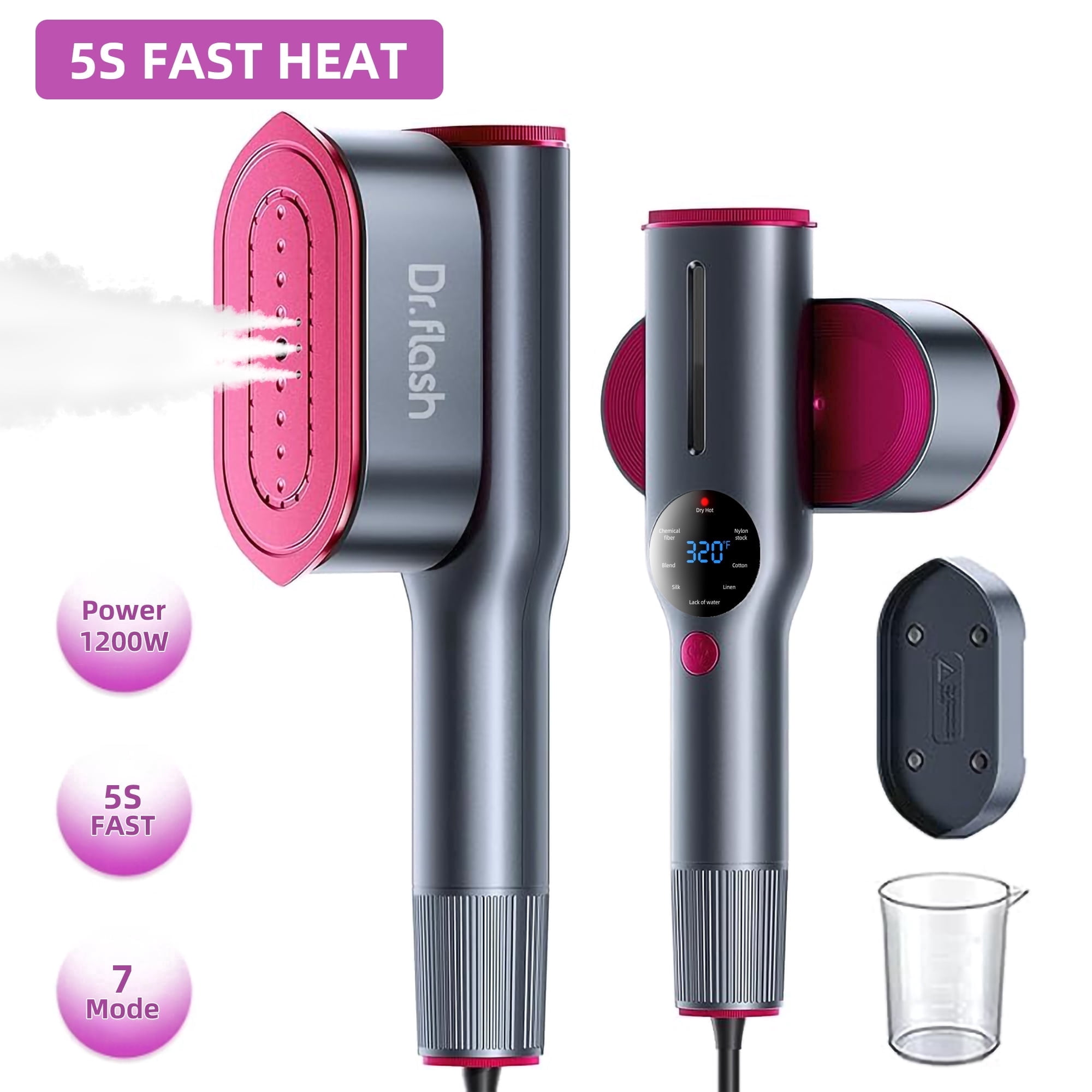 Dr Flash 1200W Handheld Garment Steamer, Portable Clothes Steamer with ...