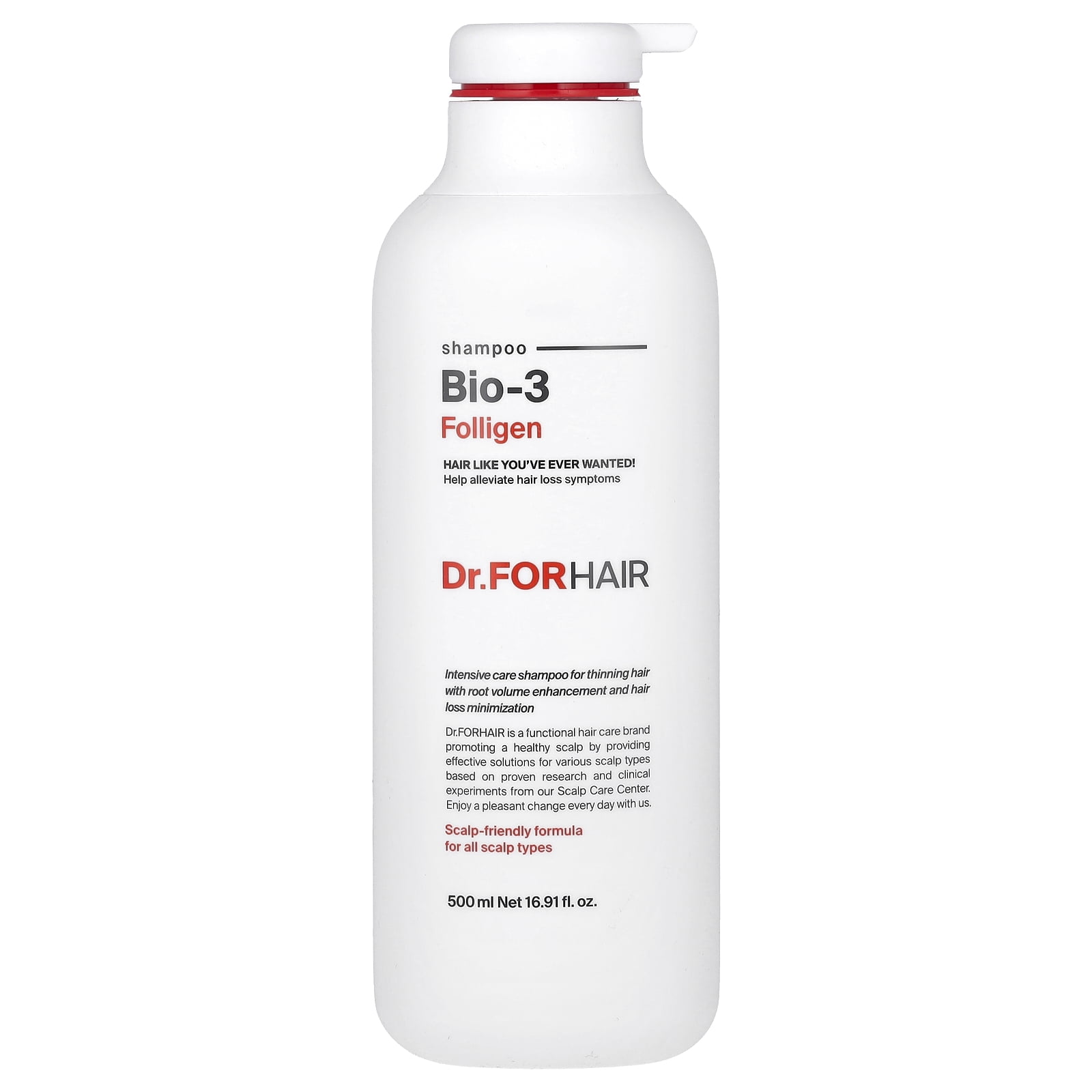 Dr.FORHAIR Bio-3 Folligen Biotin Shampoo (16.9 oz) for Hair Growth, No ...