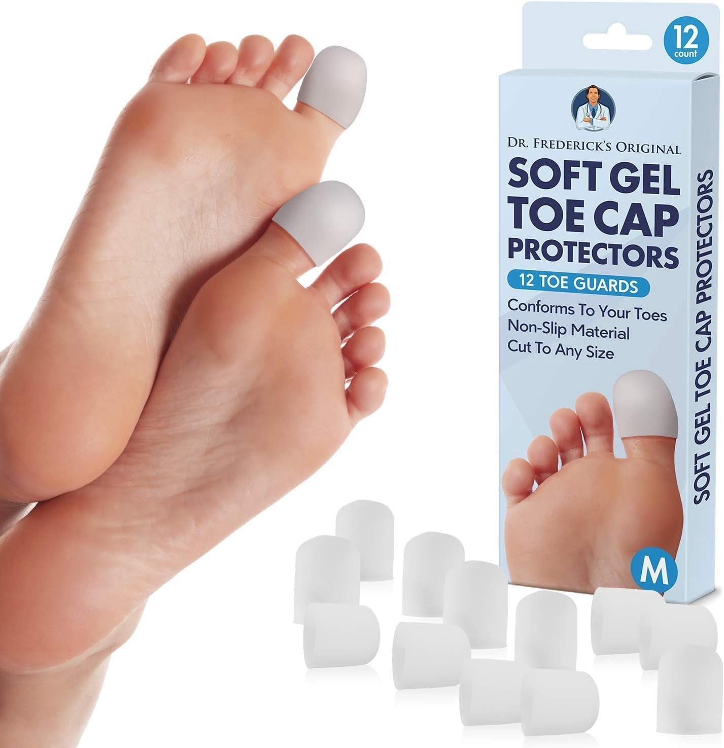 Dr. Frederick's Original Gel Toe Protectors for Men & Women - 12 ct ...