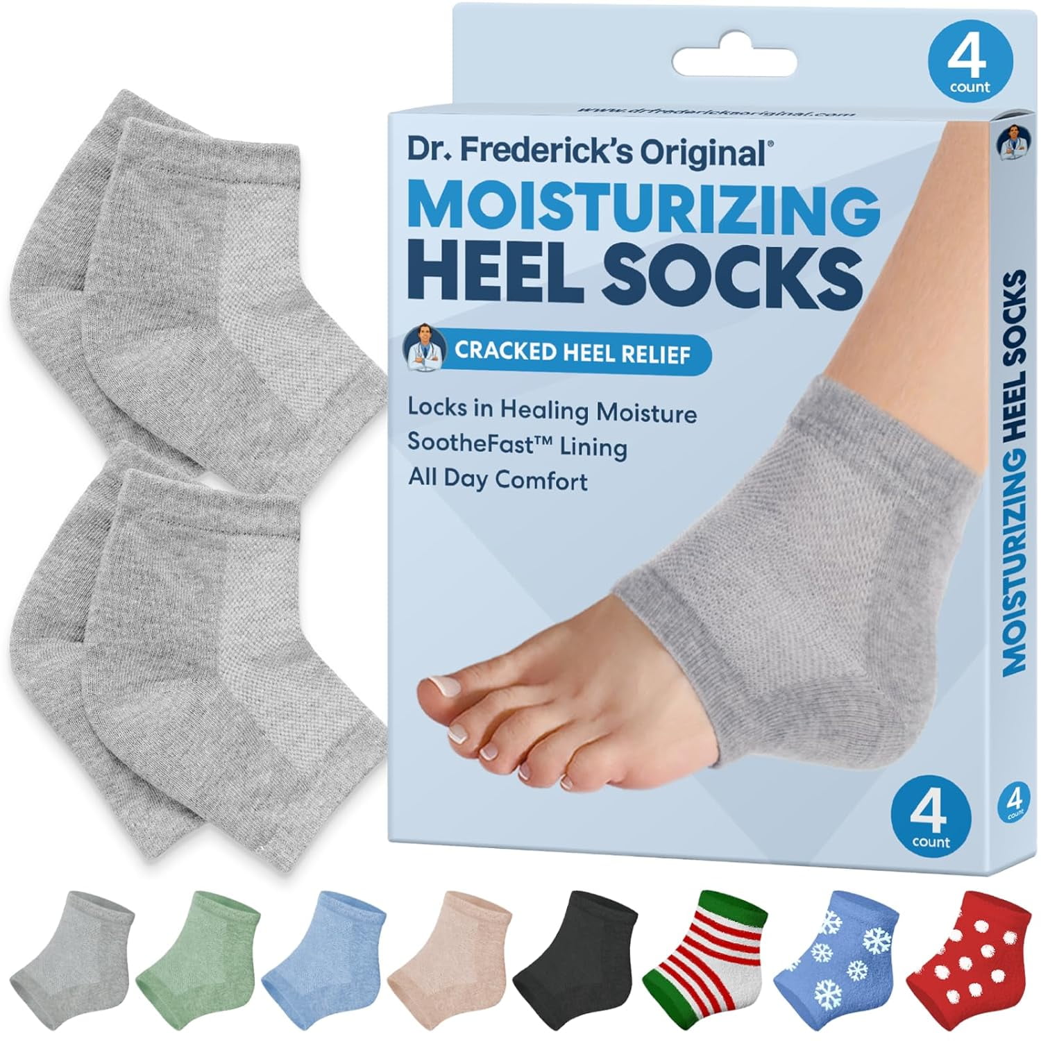 Dr. Frederick's Original Moisturizing Heel Socks, Gel-lined with ...