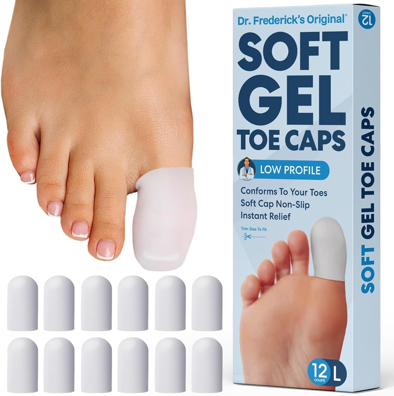 Dr. Frederick's Original Gel Toe Protectors, Foot Pain Relief, 12 ct ...