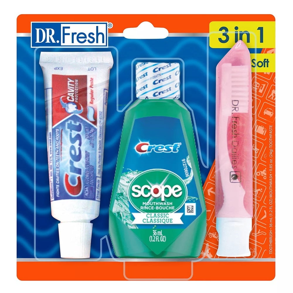 Dr. Fresh 3-In-1 Oral Care Travel Kit: Toothbrush, Toothpaste, and ...