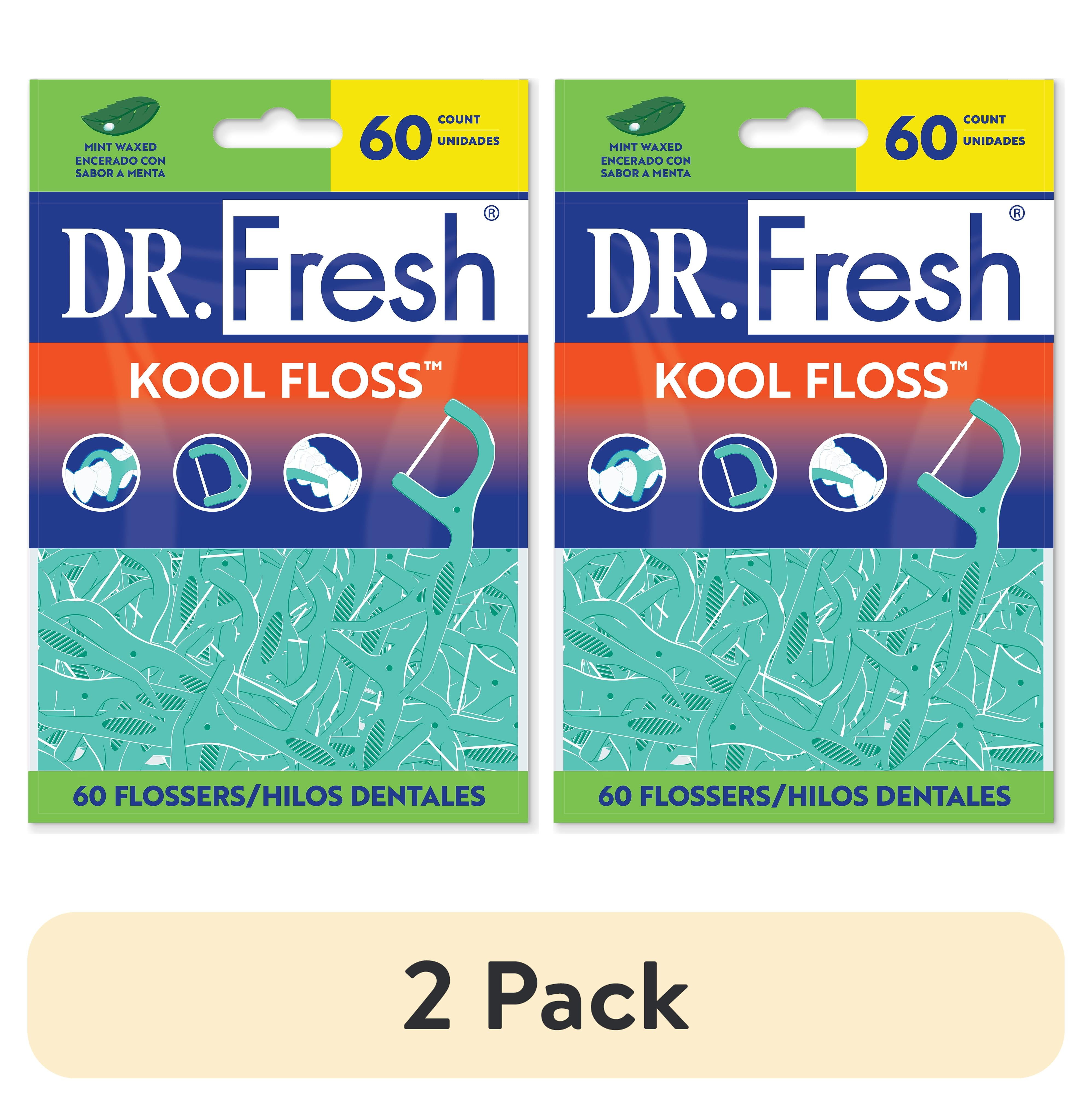 (2 pack) Dr. Fresh Kool Floss Waxed Dental Floss Picks in Easy ...