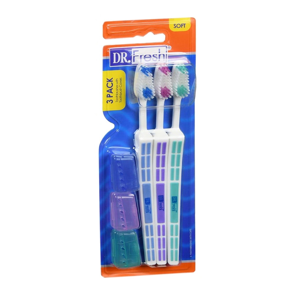 Dr Fresh Soft With Cap Toothbrushs, 3 Ea, 2 Pack - Walmart.com