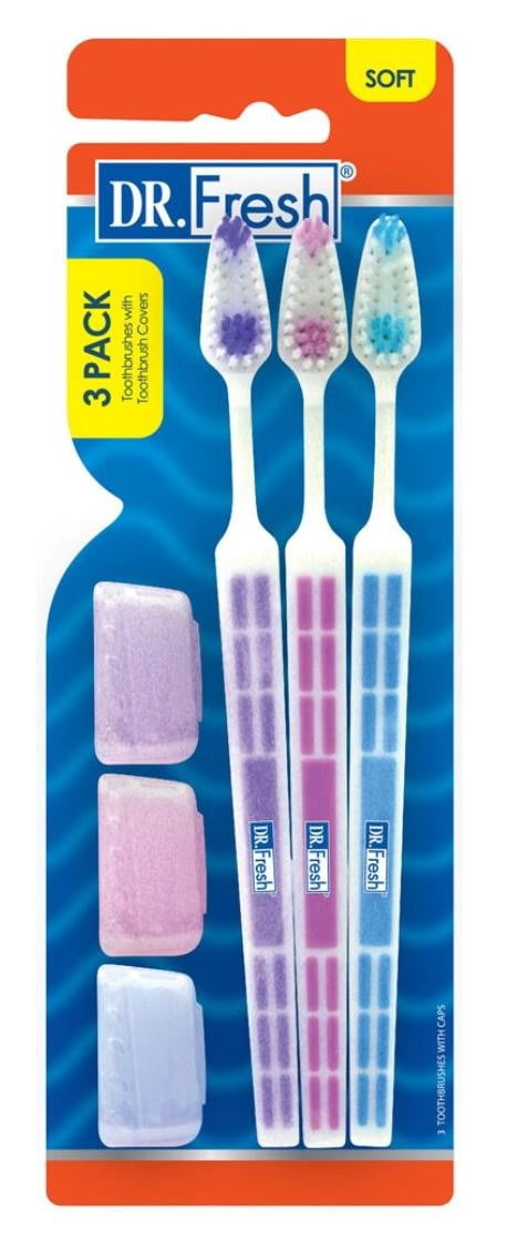 Dr. Fresh Toothbrush Soft With Cap 3 Count (Pack of 3) - Walmart.com