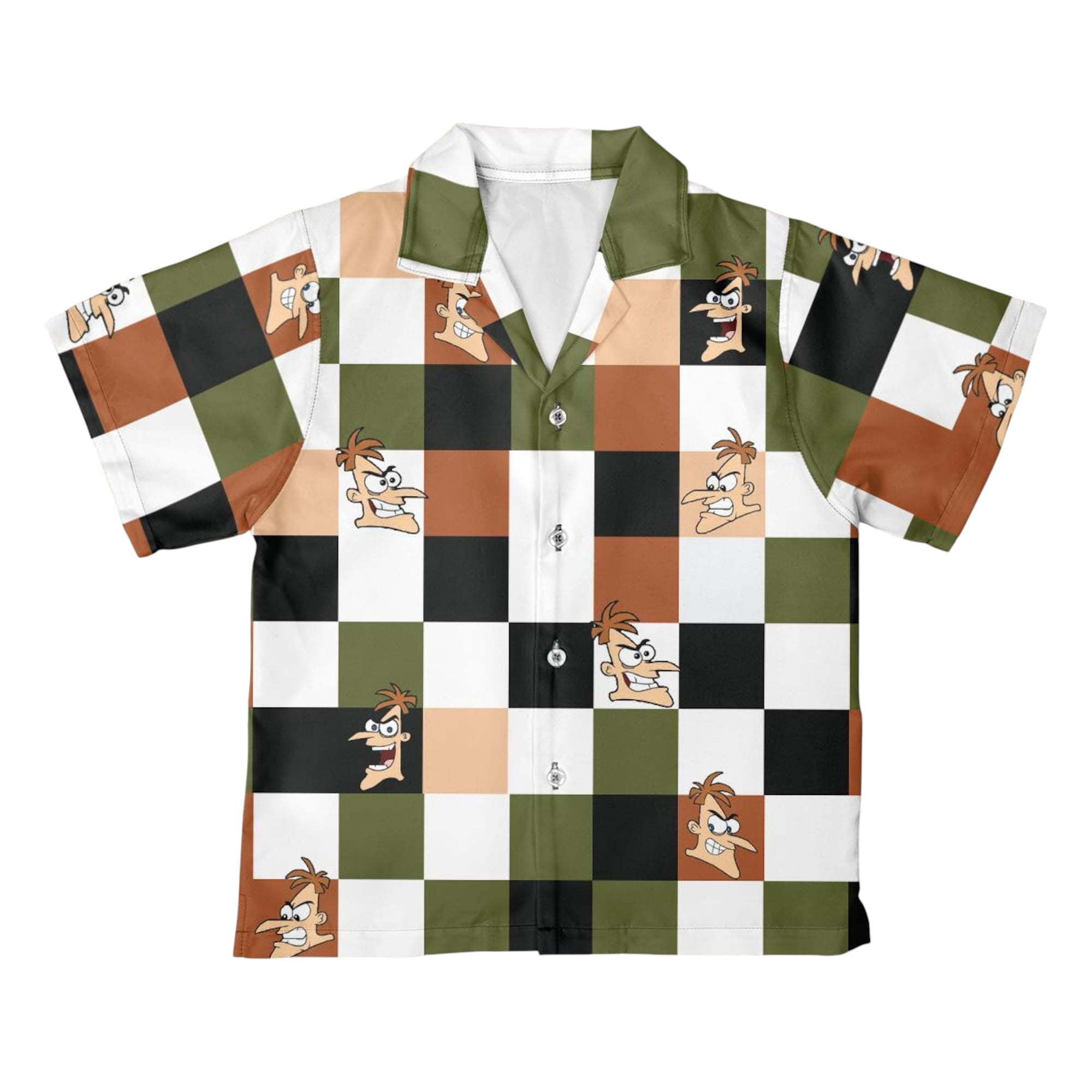 Dr. Heinz Doofenshmirtz Checkerboard Hawaiian Shirt, Dr. Heinz Button ...