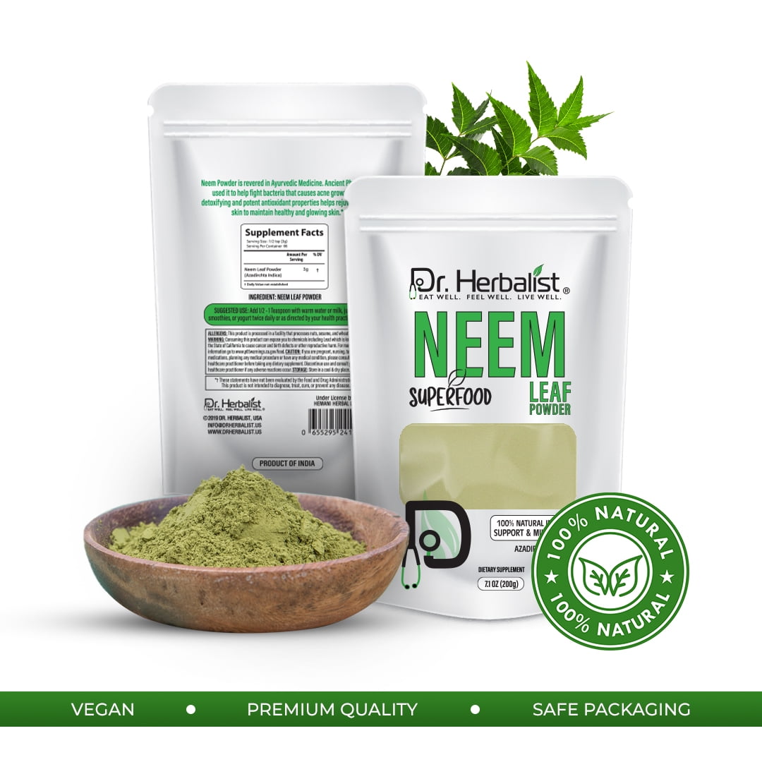 Dr. Herbalist Natural Neem Leaf Powder I 200g - 7 OZ - Walmart.com