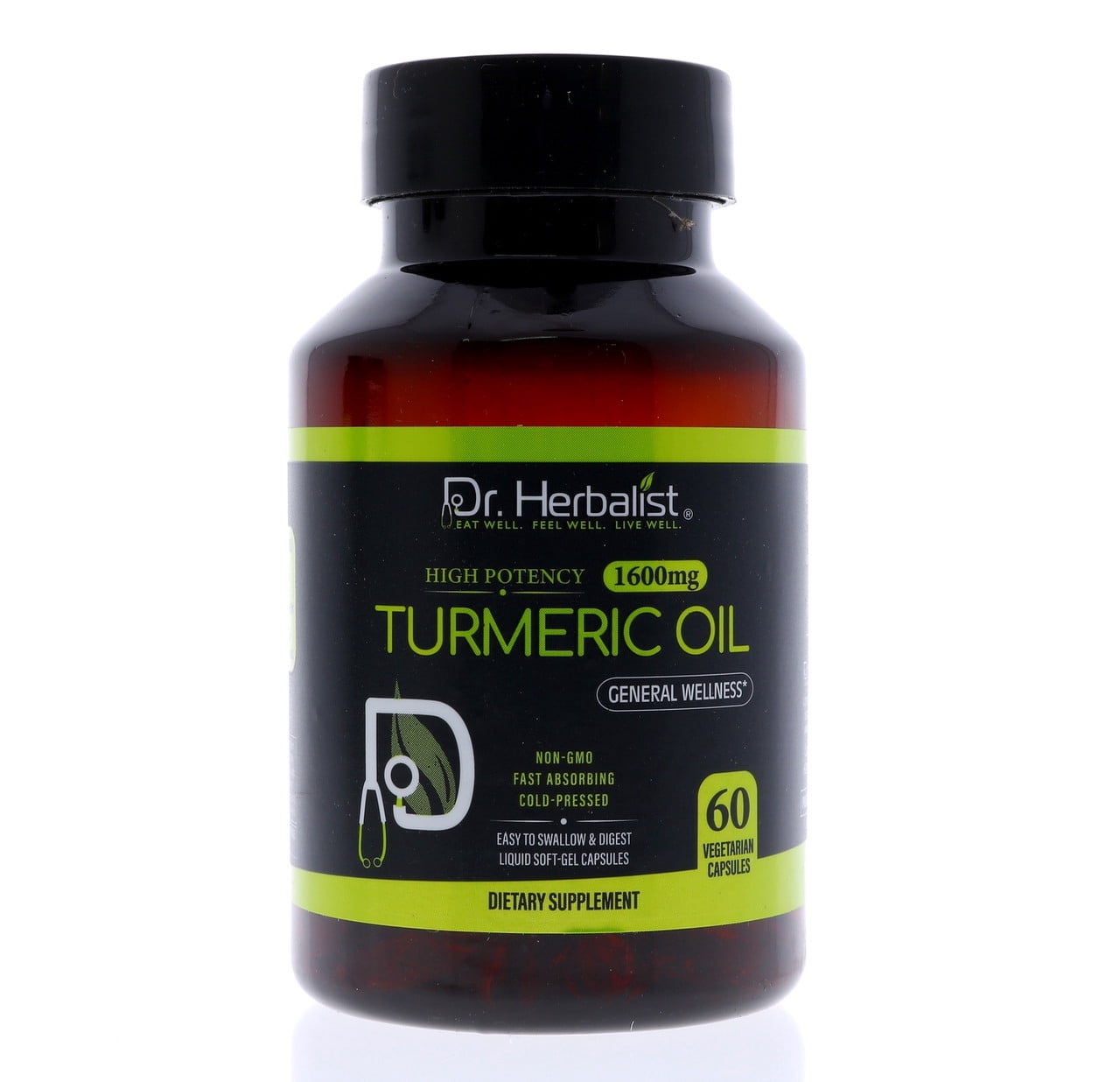 Dr. Herbalist Turmeric Oil 1600mg - 60 Capsules | Non-GMO | Fasting ...