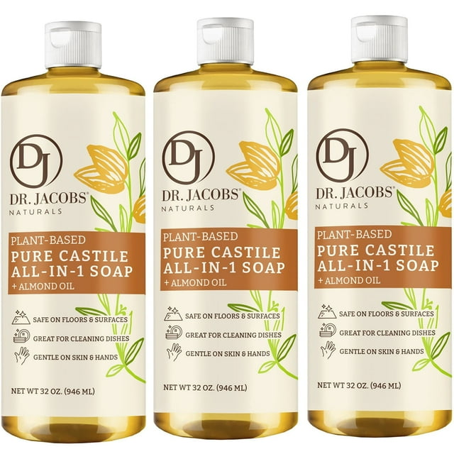 Dr. Jacobs Naturals Almond Castile Soap All-In-One Cleaner Plant-Based ...