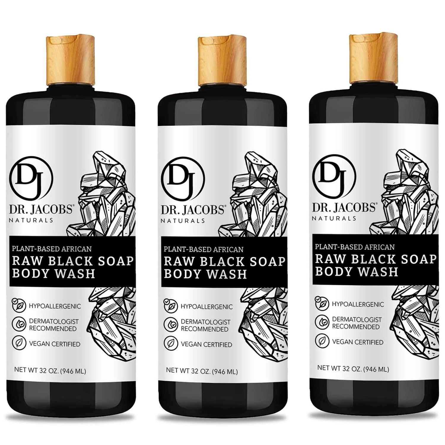 Dr Jacobs Naturals Authentic African Raw Black Soap Body Wash All In