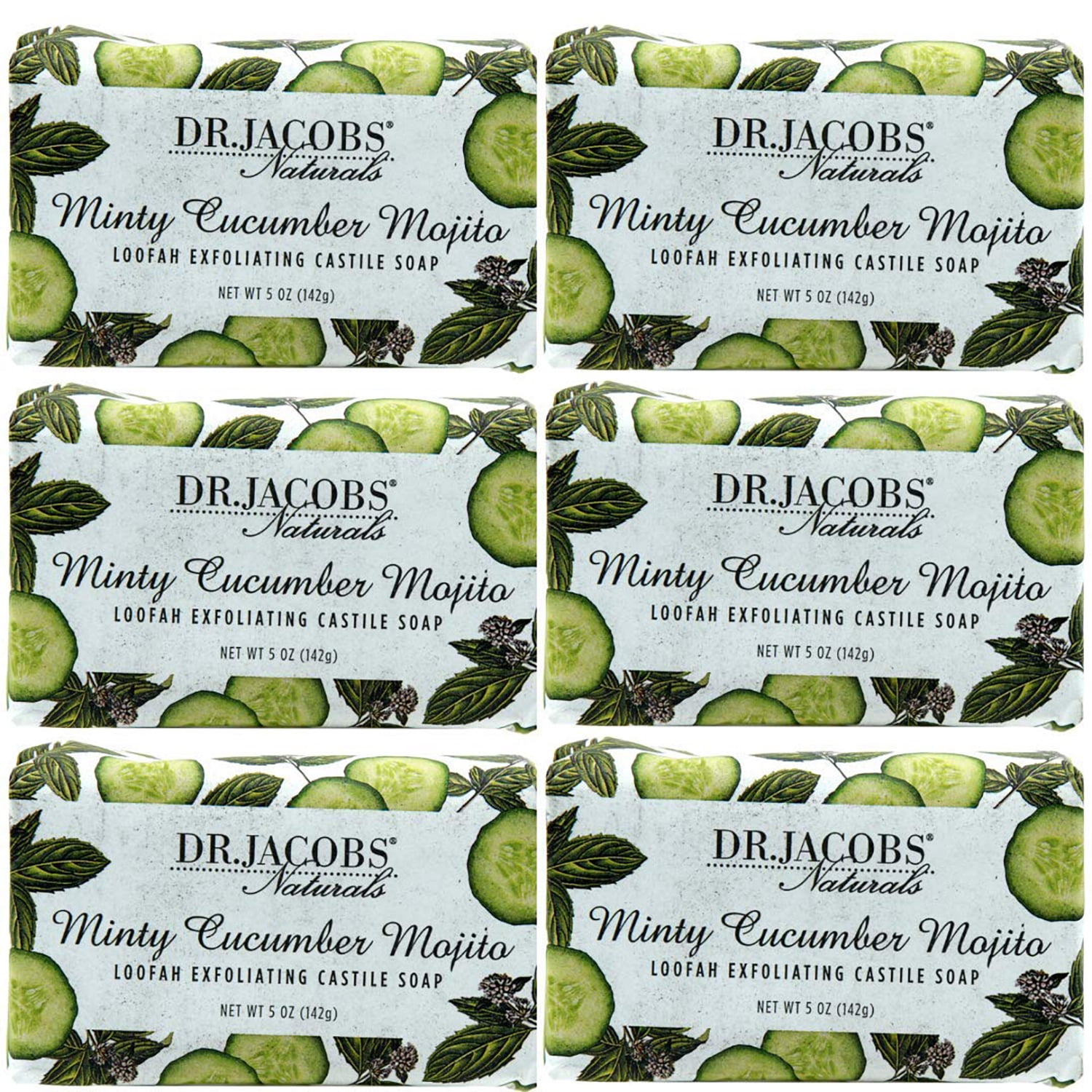 Dr Jacobs Naturals Minty Cucumber Mojito Castile Bar Soap Plant Based ...