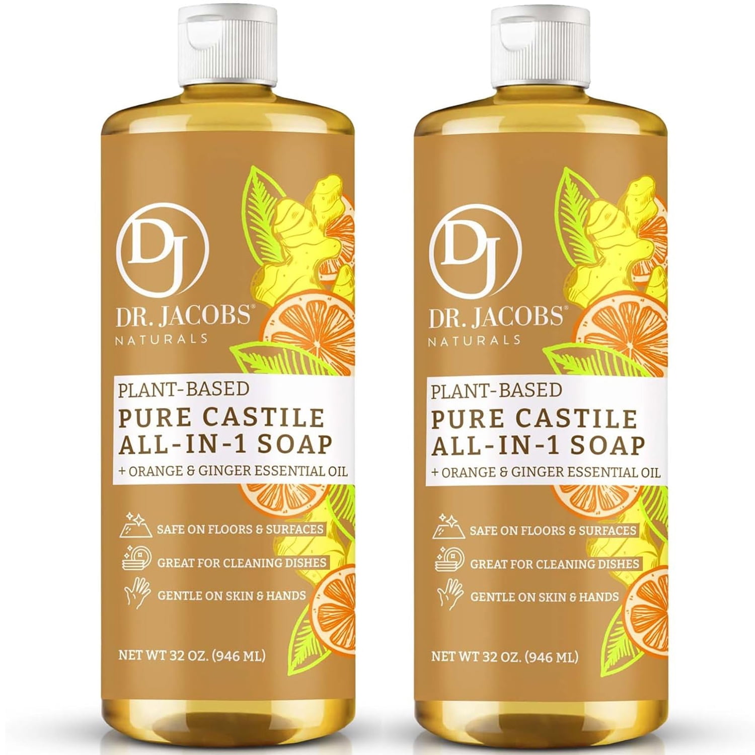 Dr. Jacobs Naturals Orange & Ginger Castile Soap All-In-One Cleaner ...
