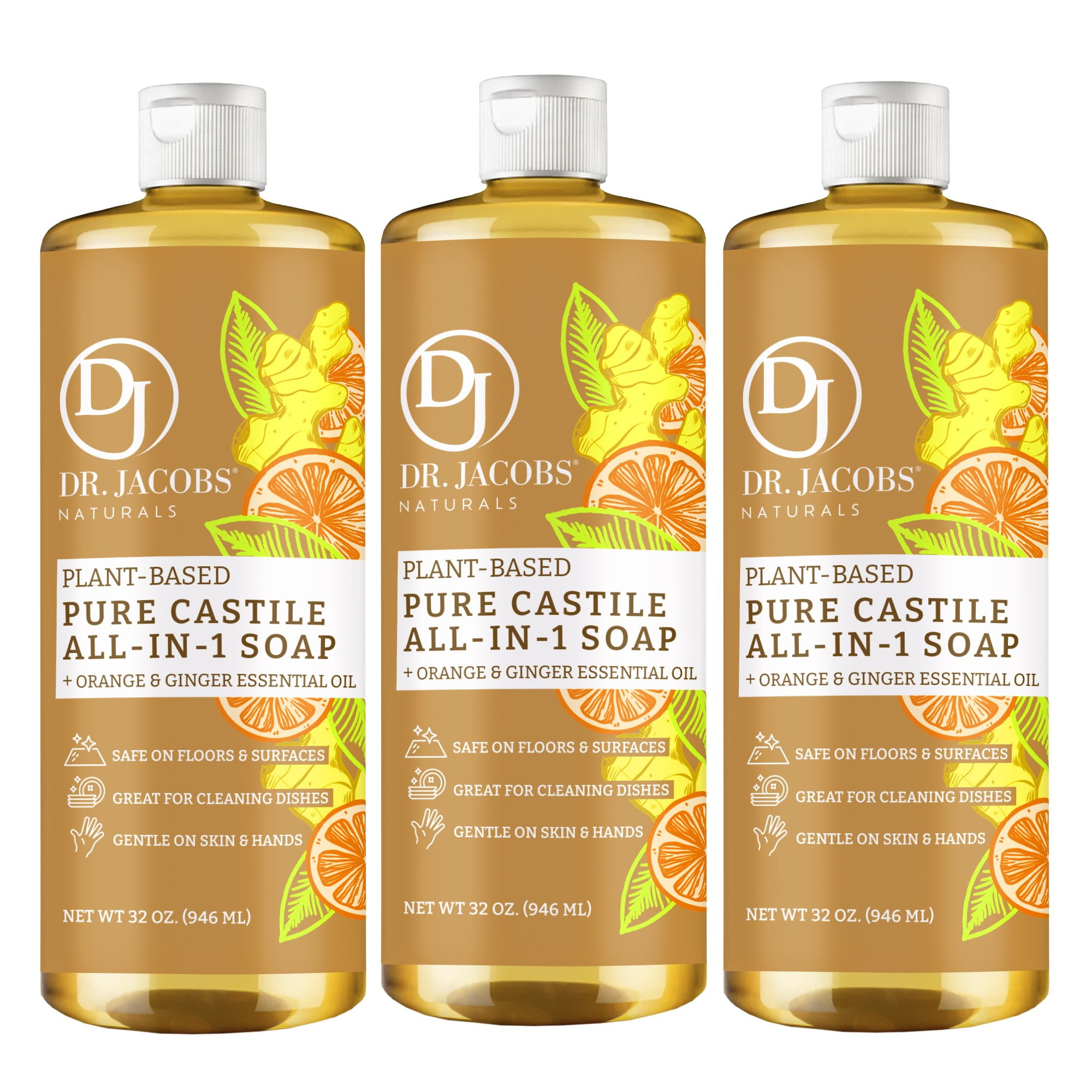 Dr. Jacobs Naturals Orange & Ginger Castile Soap All-In-One Cleaner ...