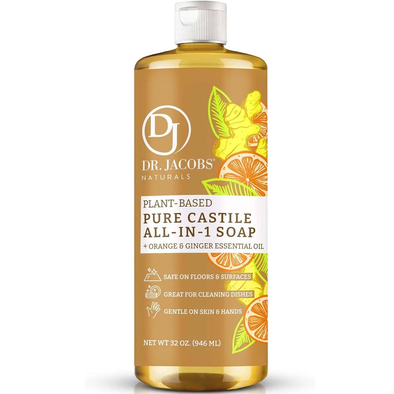 Dr. Jacobs Naturals Orange & Ginger Castile Soap All-In-One Cleaner ...