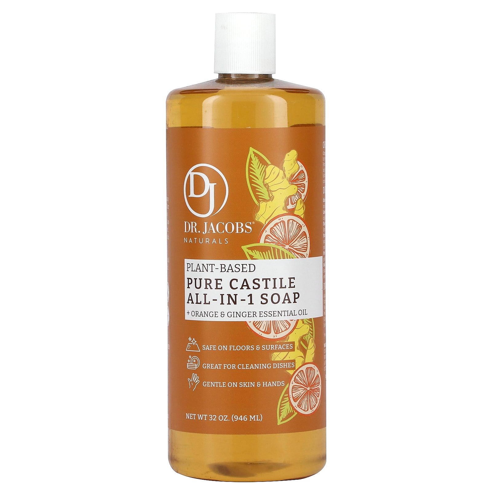 Dr. Jacobs Naturals Orange & Ginger Castile Soap All-In-One Cleaner ...