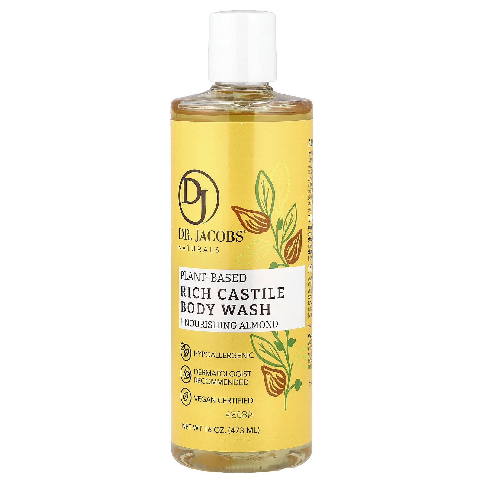 Dr. Jacobs Naturals Plant-Based Rich Castile Body Wash, Nourishing ...