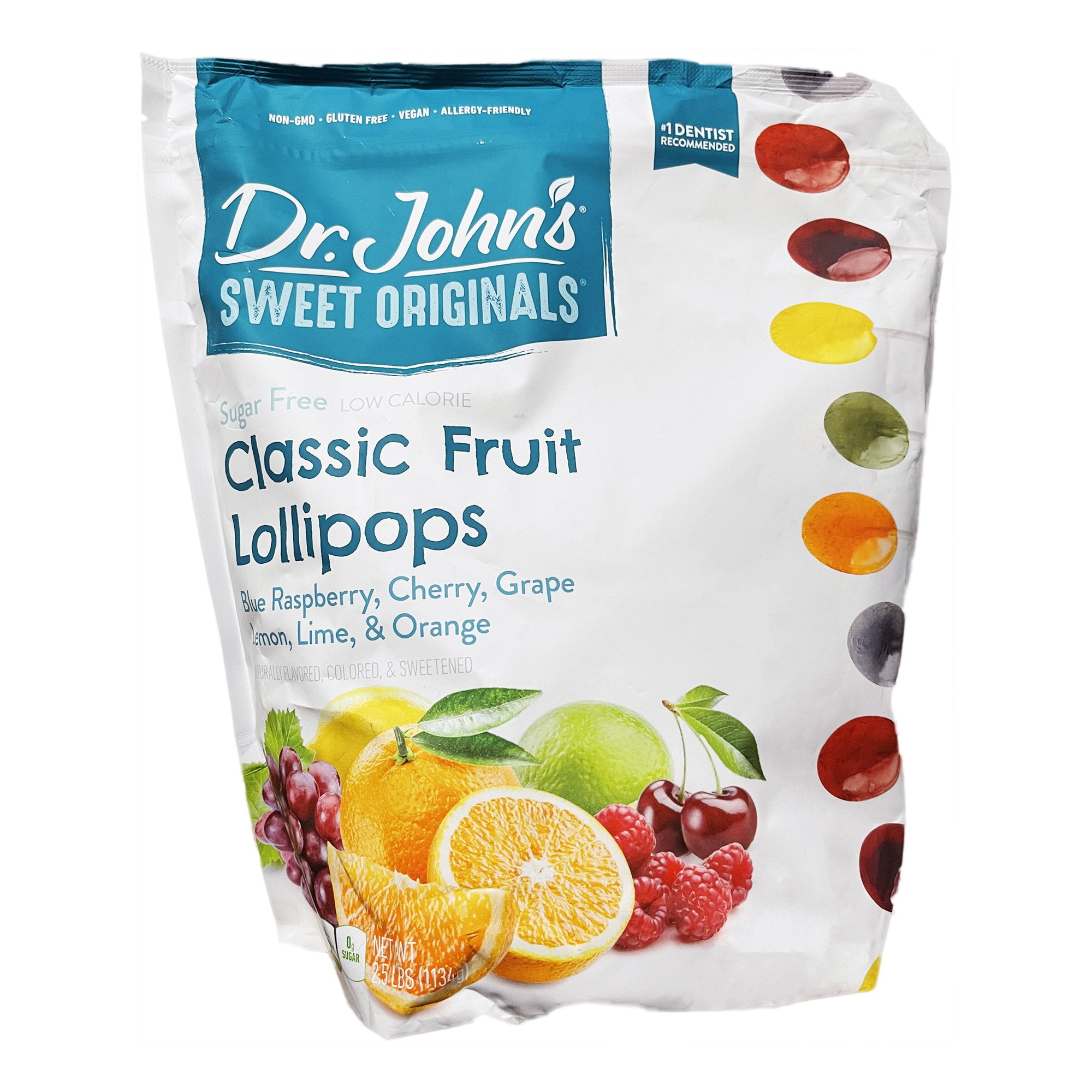 Dr. John's Candies Sugar-Free Lollipop Fruit Punch 2.5 lb. Individually ...