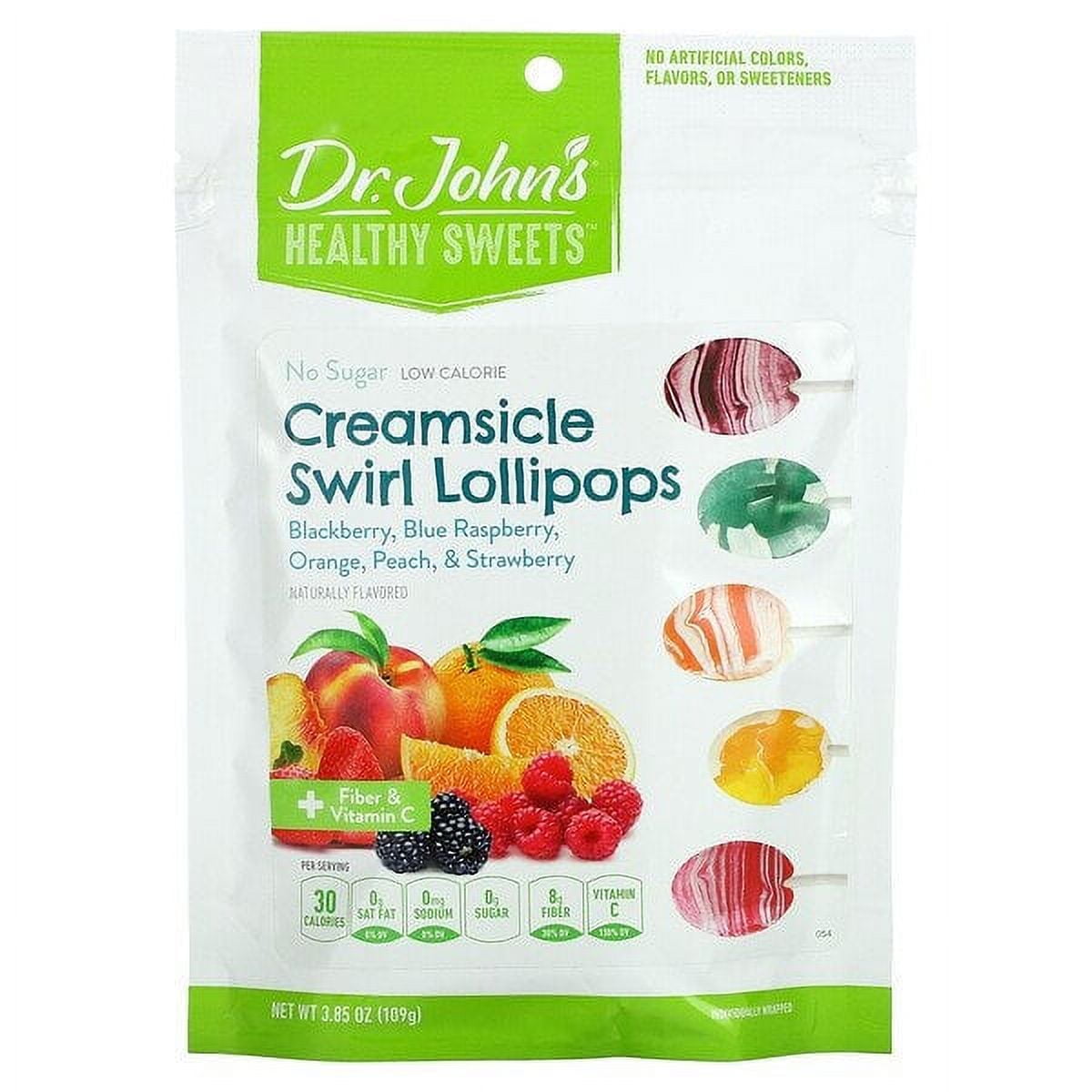Dr. John's Healthy Sweets, Creamsicle Swirl Lollipops, + Fiber ...
