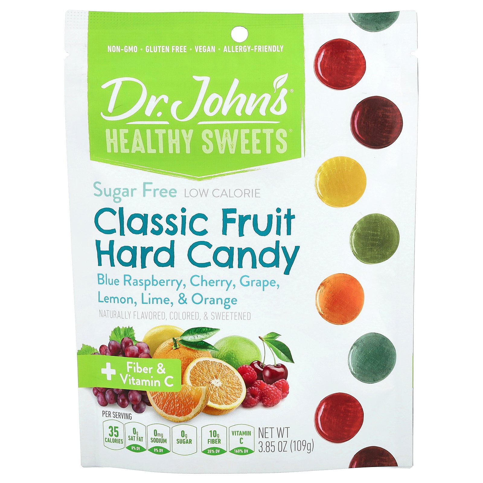 Dr. John's Hard Candy, Classic Fruit Flavor, 3.85 oz, Vegan-Friendly ...