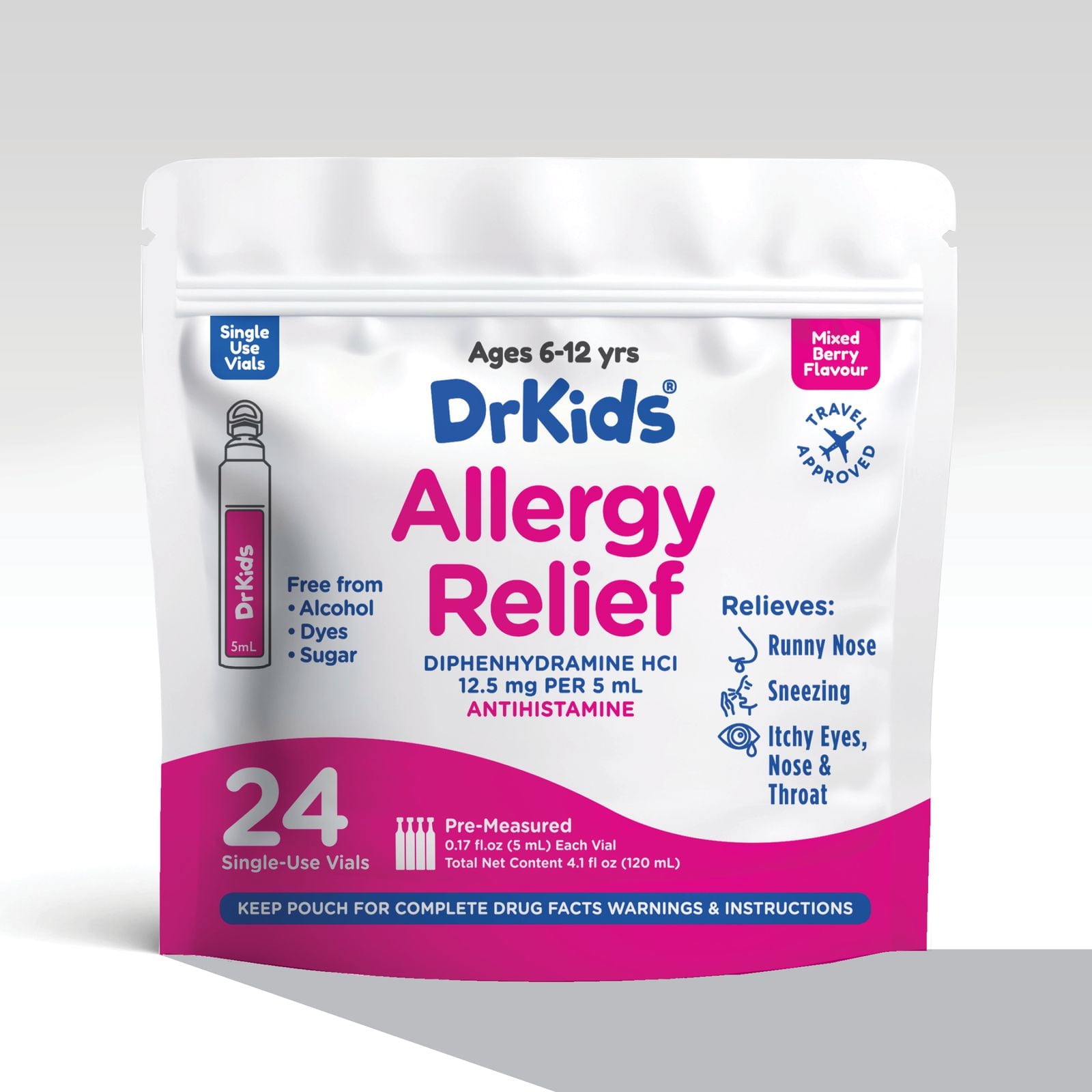 Dr Kids Children's Allergy Medicine, Diphenhydramine Single-Use Vials ...