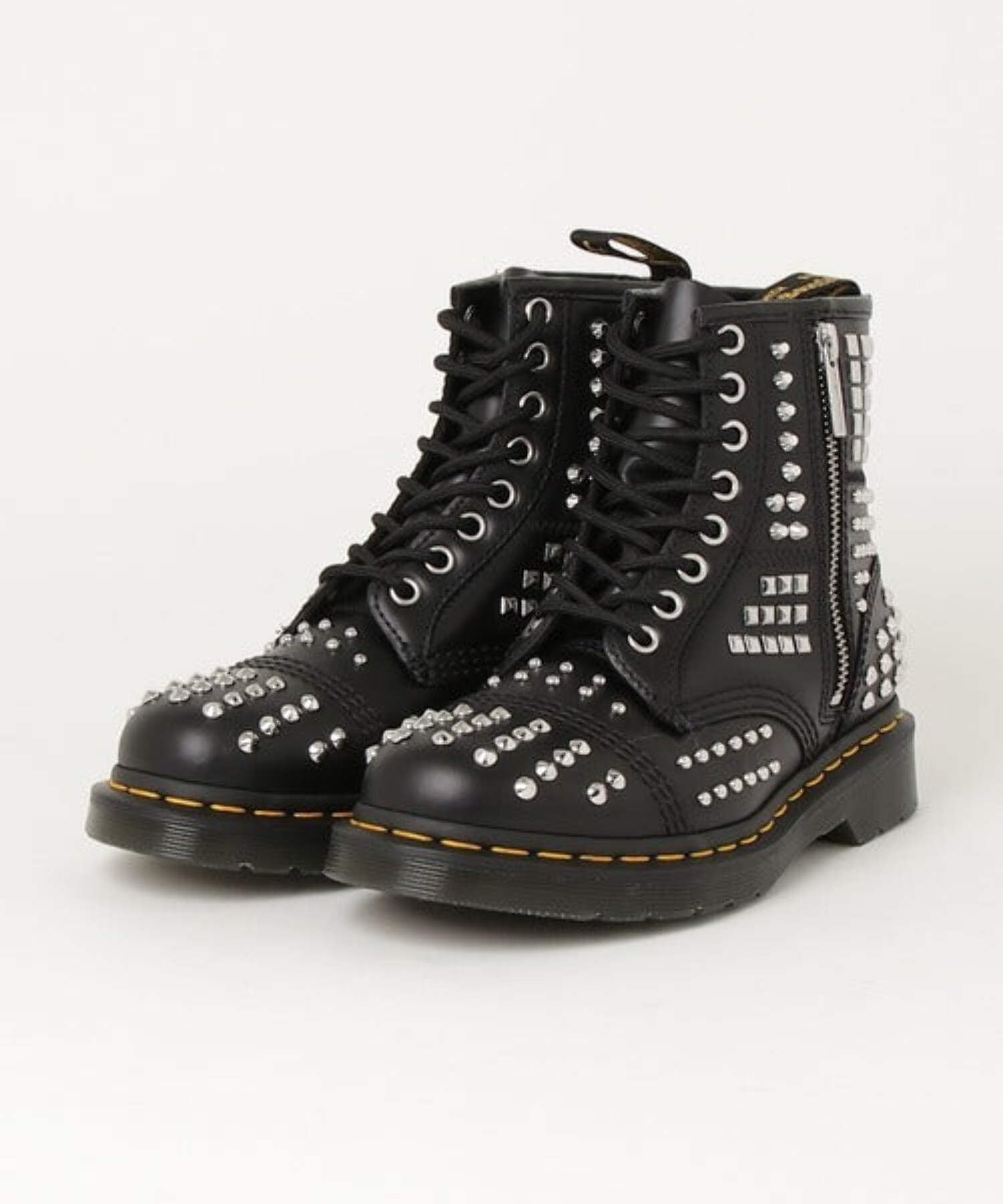 Dr. Martens 1460 Studded Zip Atlas Leather Lace Up Boots Shoes - Black ...