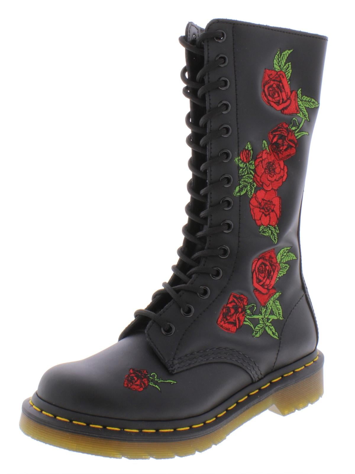 Dr. Martens Vonda 14 Eye Genuine Leather Boots Lace Up Shoes Floral ...