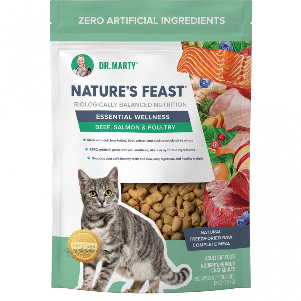 Dr. Marty Nature's Feast Freeze Dried Raw Cat Food, Beef, Salmon ...