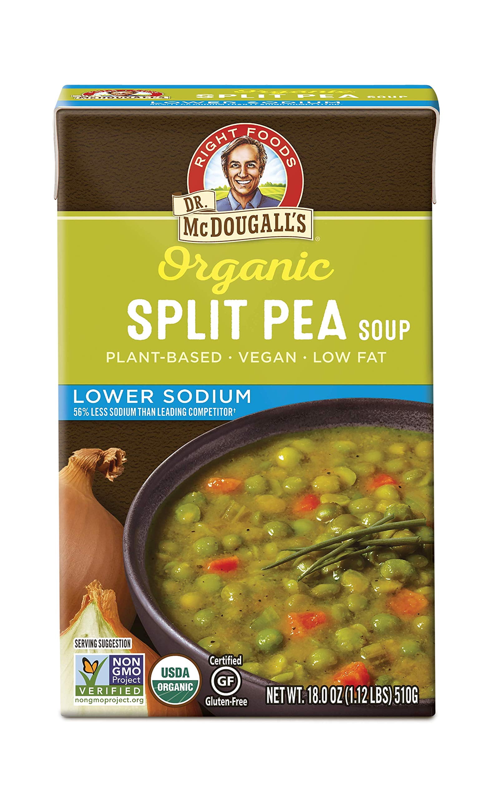 Dr. McDougall's Right AJH3 Foods Soup,Organic Split Pea, Lower Sodium ...