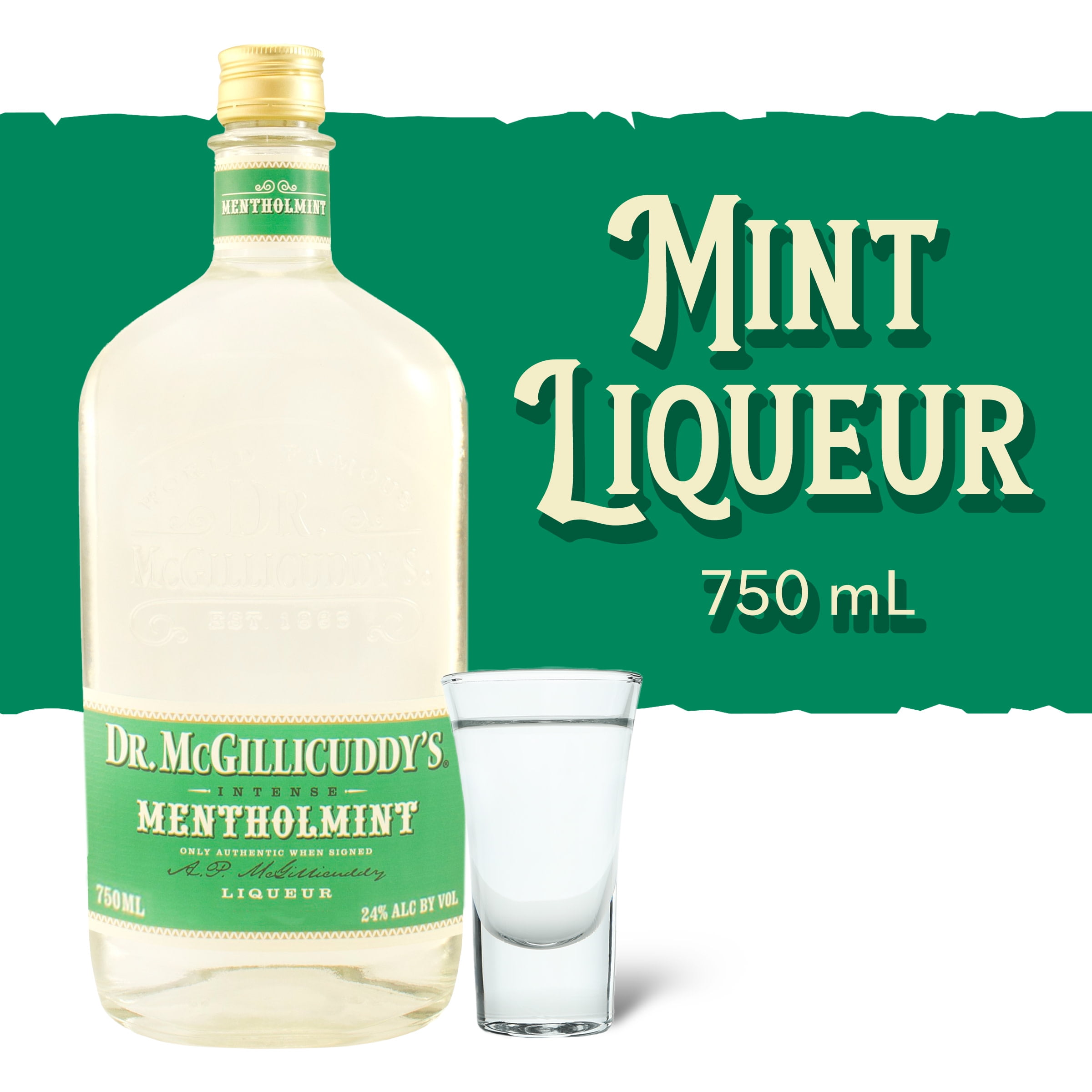 Dr. McGillicuddy’s Mentholmint Liqueur, 750ml Liquor, 24% Alcohol ...