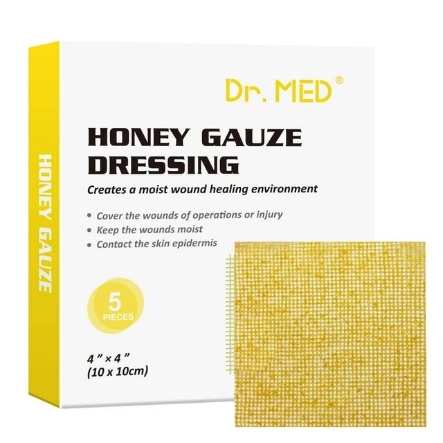 Dr. Med Manuka Honey Gauze Dressing 4" x 4", (5 PCS/Box) Honey Medical ...