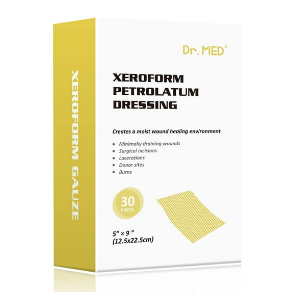 Dr.Med Xeroform Petrolatum Dressing Patch, 5"x9"-30 Pcs/Box, Non ...