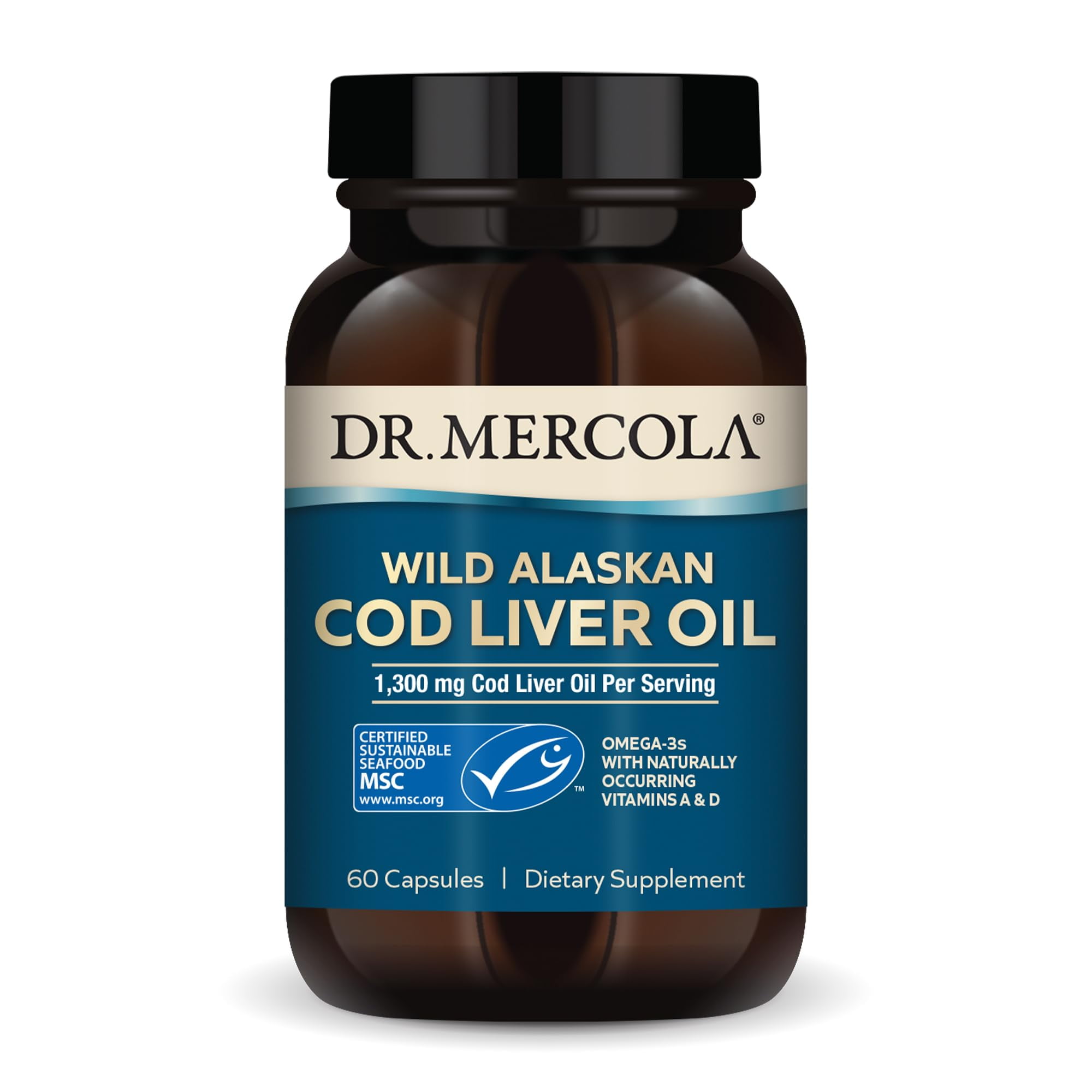 Dr. Mercola Cod Liver Oil, 1,300 mg Per Serving, 30 Servings (60 ...