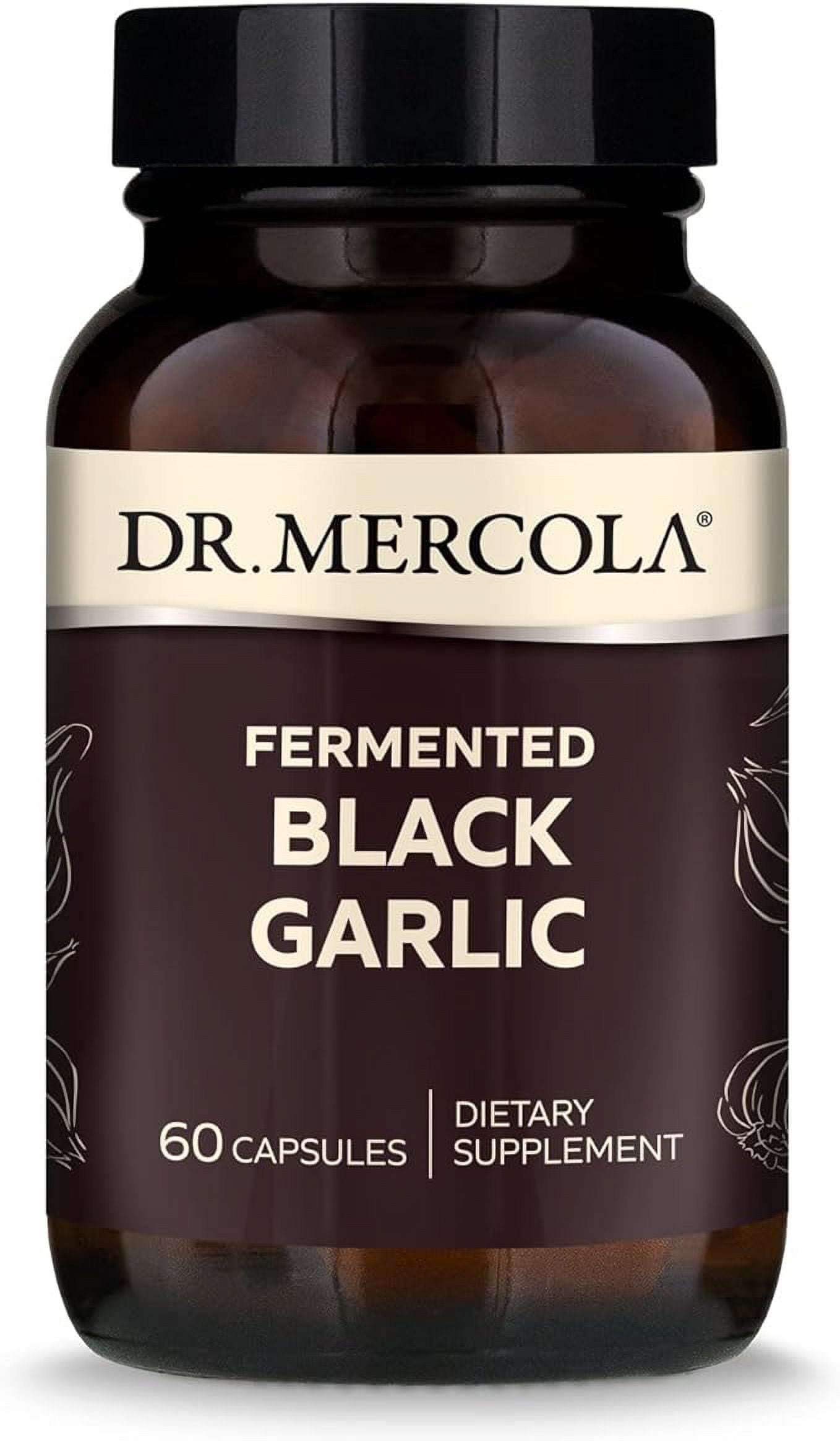 Dr. Mercola Fermented Black Garlic, 30 Servings (60 Capsules), Dietary ...