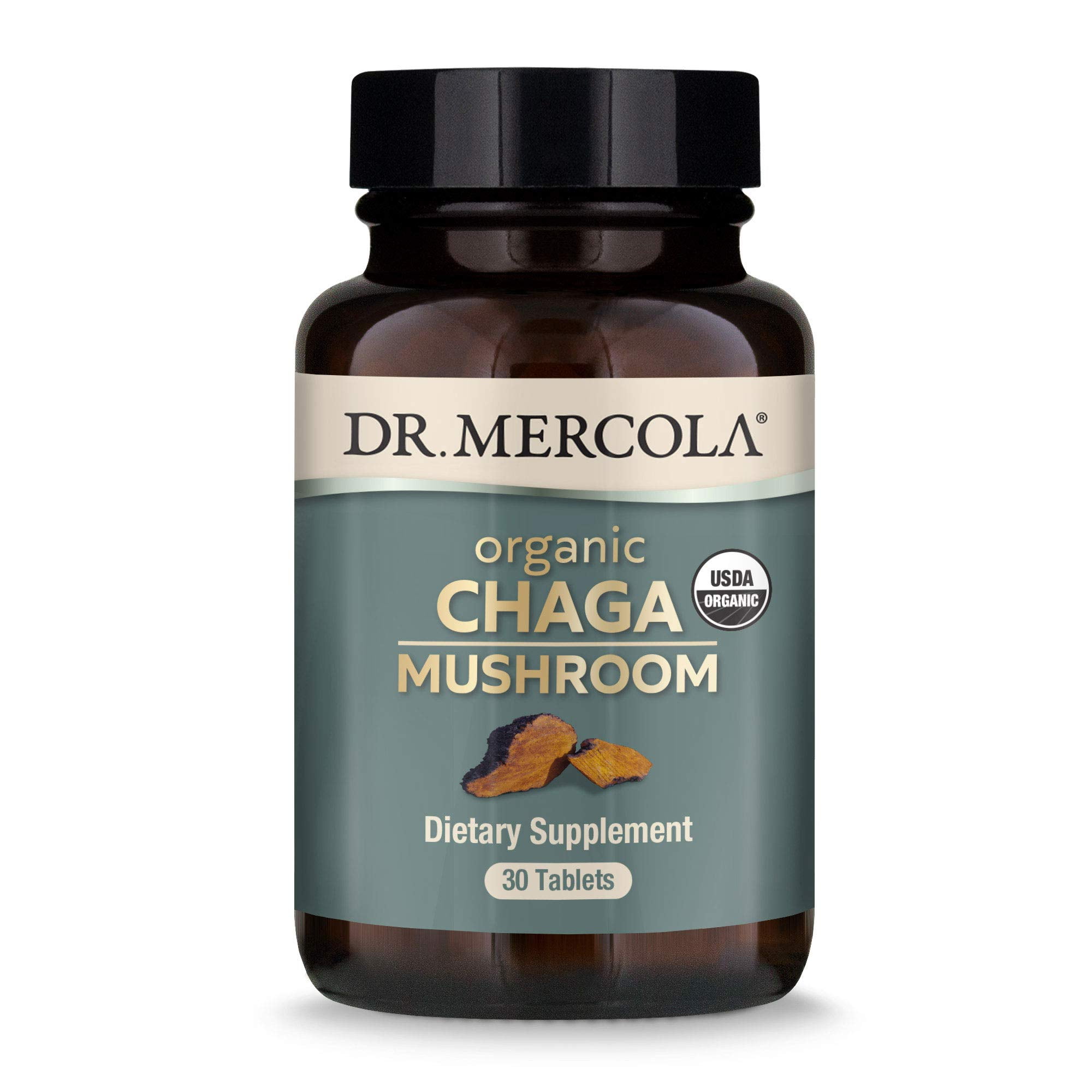 Dr. Mercola Organic Chaga Mushroom, 30 Servings (30 Tablets), Dietary ...