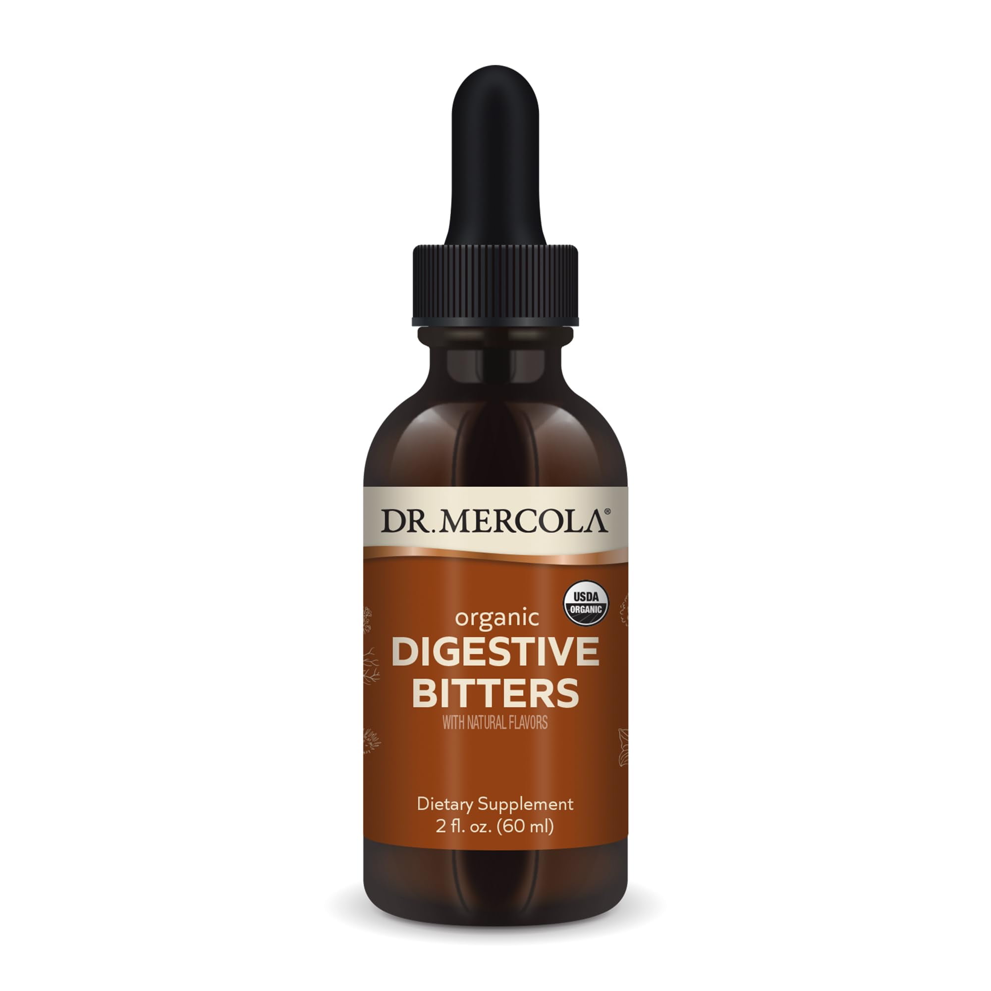 Dr. Mercola Organic Digestive Bitters, 1 Bottle (2 fl oz.), Supports Normal Digestion and ...