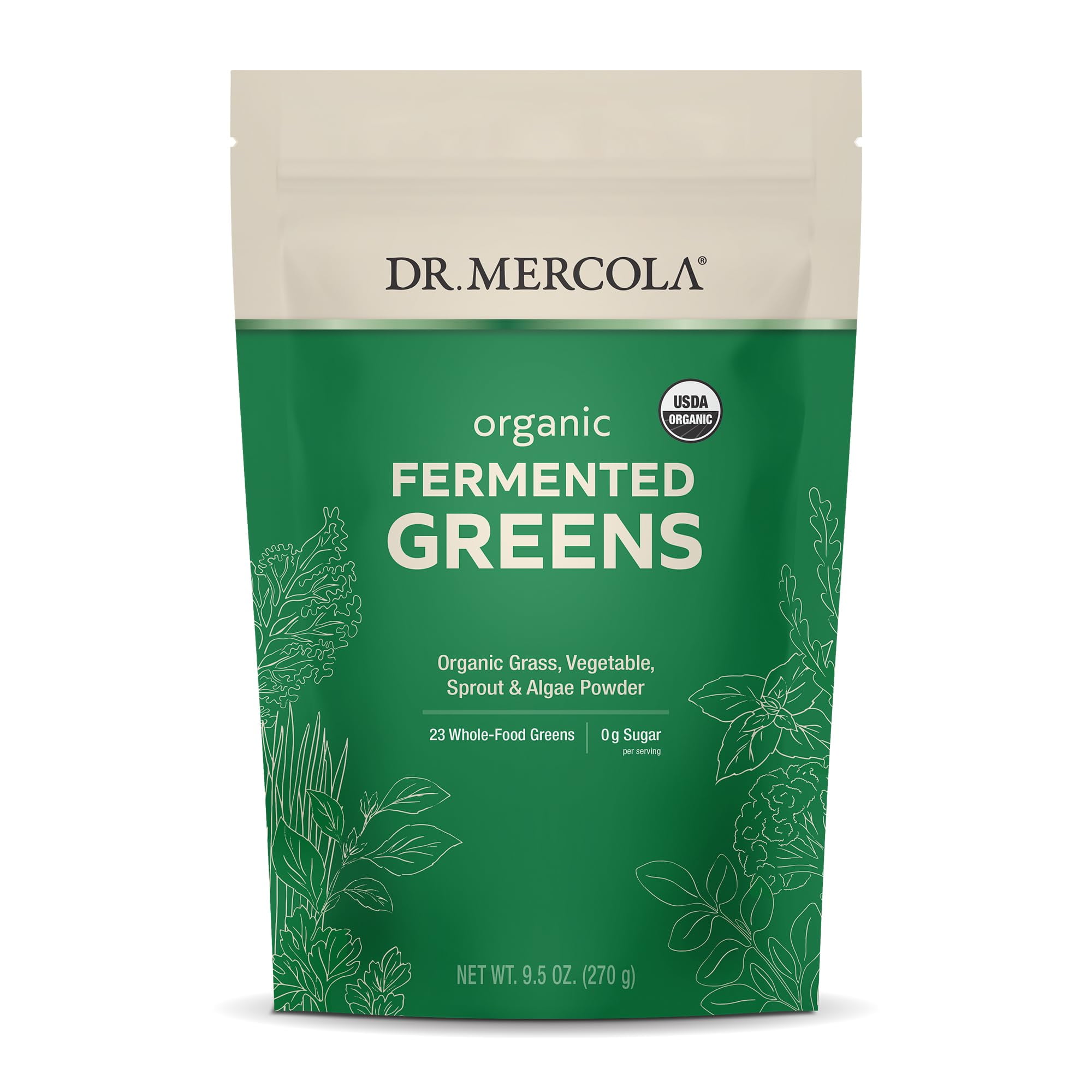 Dr. Mercola, Organic Fermented Greens, 9.5 oz (270 g), 90 Servings ...