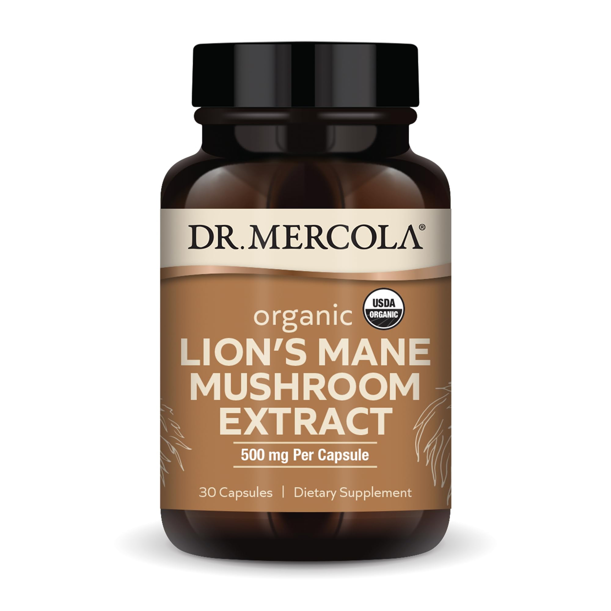 Dr. Mercola Organic Lion's Mane Mushroom Extract, 30 Capsules 500 mg ...