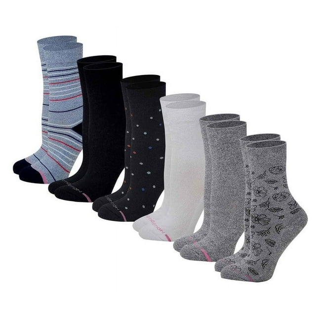 Dr Motion Womens Diabetic Crew Comfort Socks Non Binding Lycra Top
