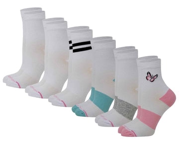 Dr. Motion Women Mid-Crew Assorted Half-Cushion Compression Socks (6 ...