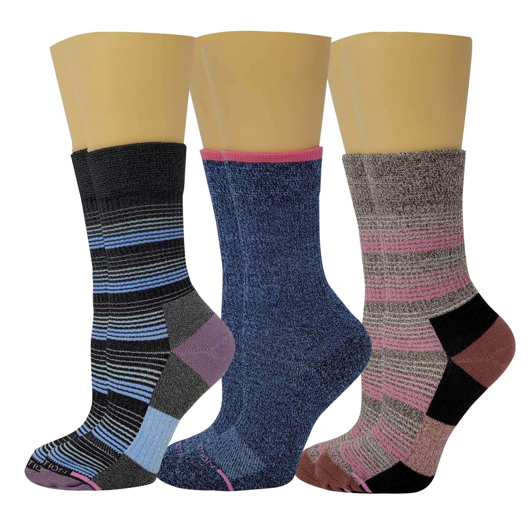 Dr. Motion Women Outdoor Assorted Half-Cushion Crew Compression Socks ...