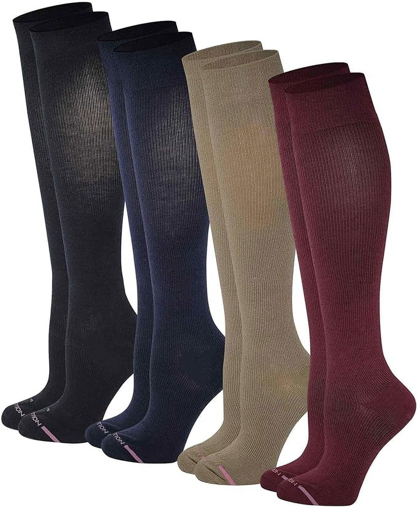 Dr. Motion Women's 4 Pair Knee High Support Socks Premium Cotton ...