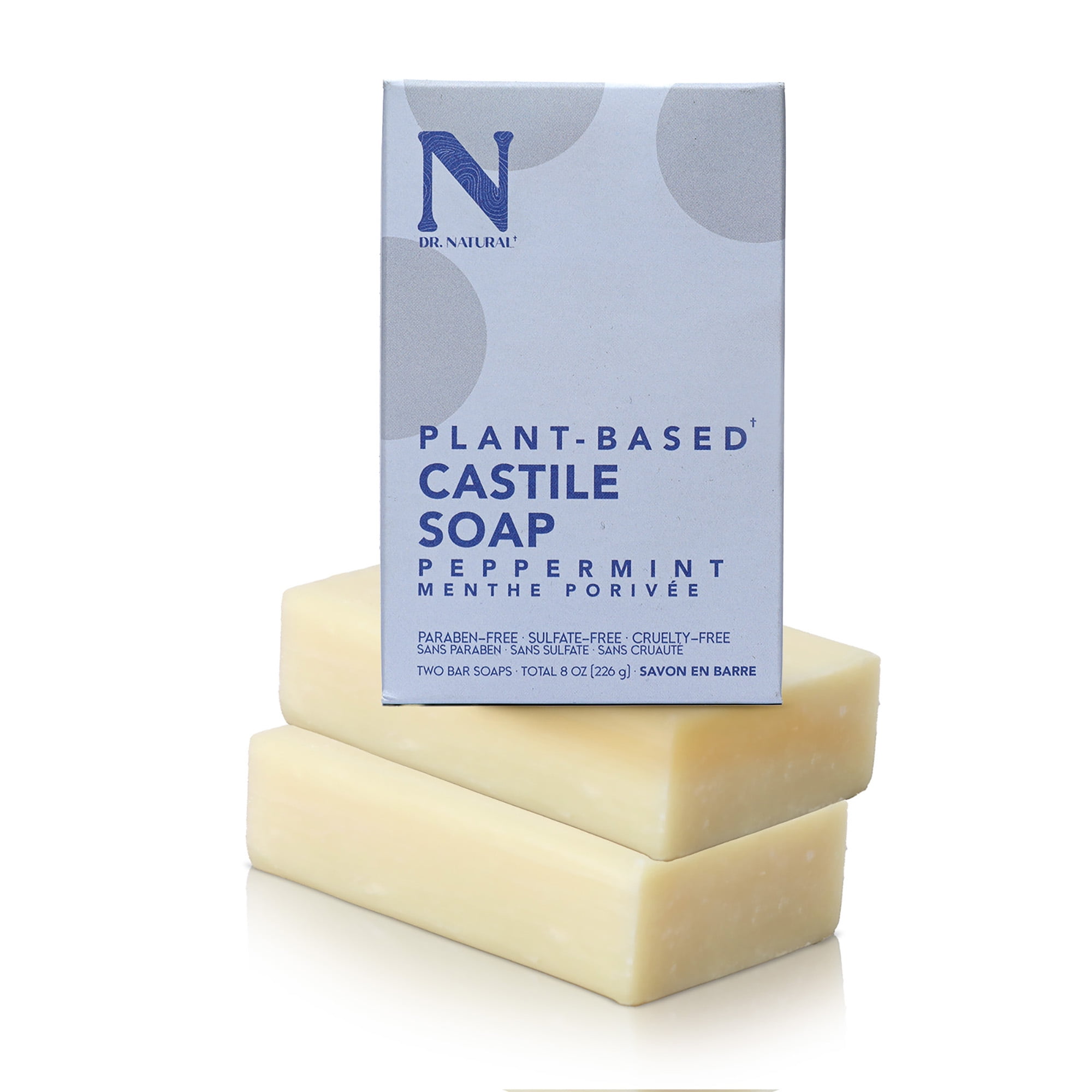 Dr. Natural Castile Bar Soap, Gentle Soap Bar, Peppermint, 2 x 8 oz ...